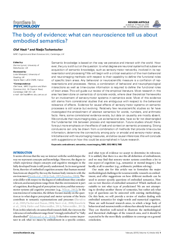 (PDF) The Body of Evidence: What Can Neuroscience Tell Us about ...