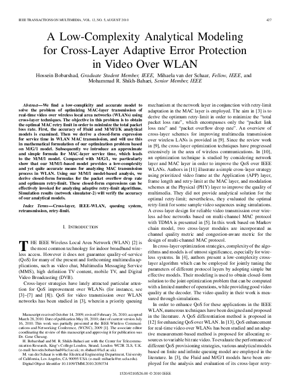 (PDF) A Low-Complexity Analytical Modeling for Cross-Layer Adaptive ...