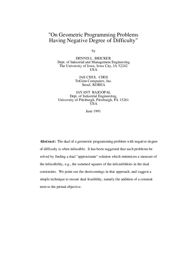 (PDF) On geometric programming problems having negative degrees of ...