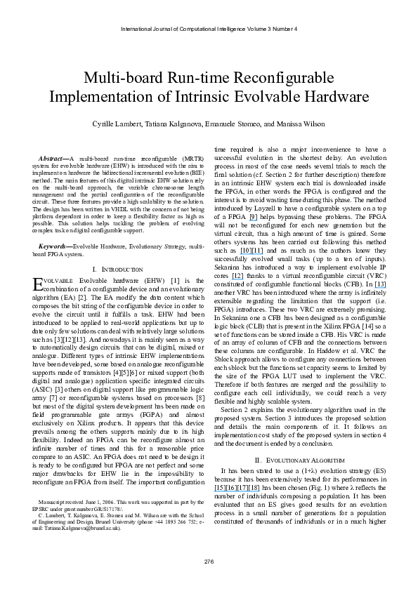 (PDF) Multi-board Run-time Reconfigurable Implementation of Intrinsic Evolvable Hardware