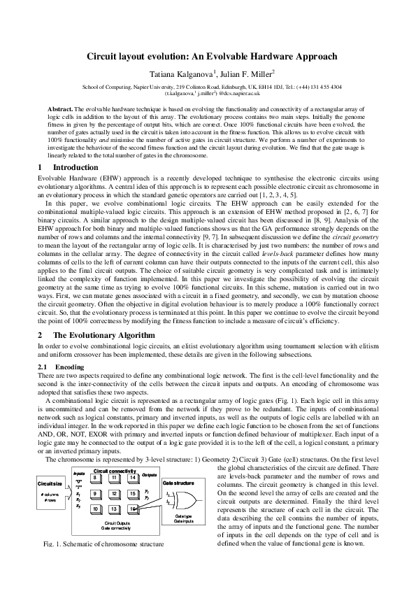 (PDF) Circuit layout evolution: an evolvable hardware approach