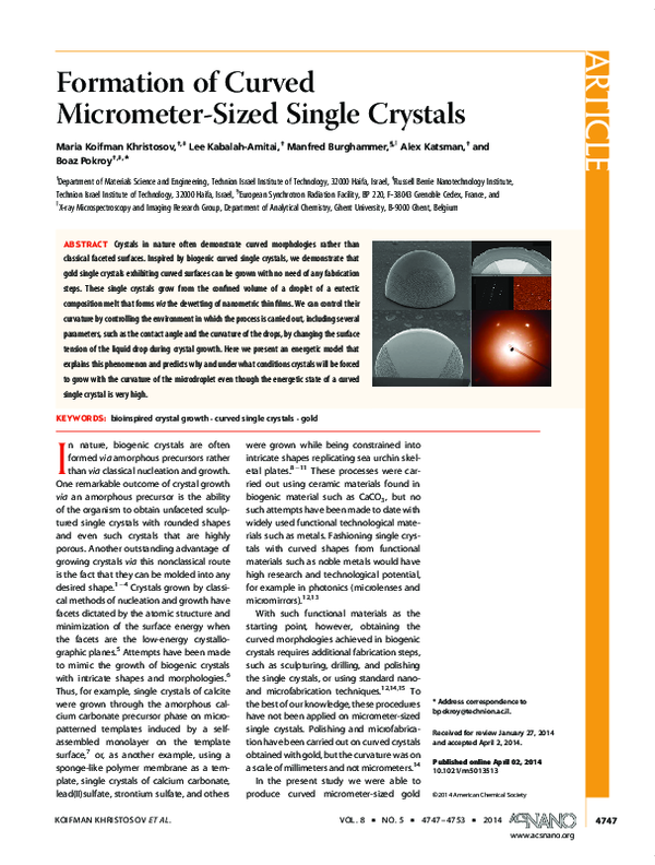 (PDF) Formation of Curved Micrometer-Sized Single Crystals