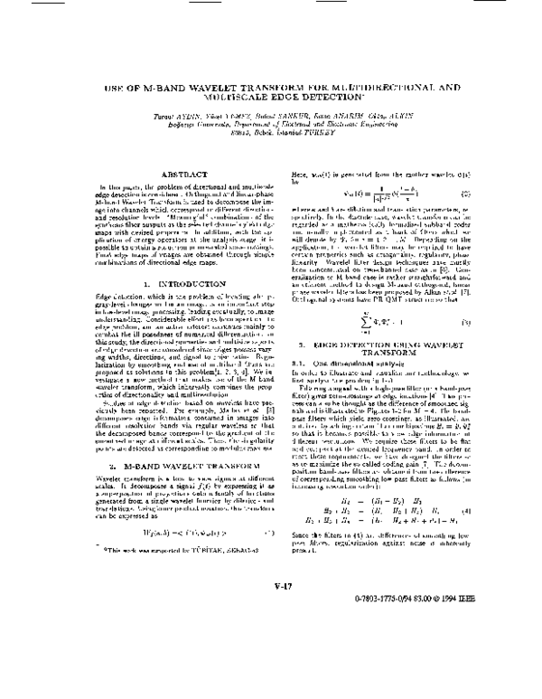 Pdf Use Of M Band Wavelet Transform For Multidirectional And Multiscale Edge Detection