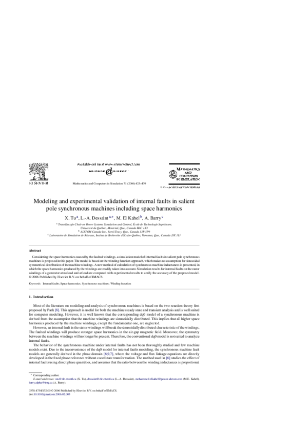 Pdf Modeling And Experimental Validation Of Internal Faults In Salient Pole Synchronous 