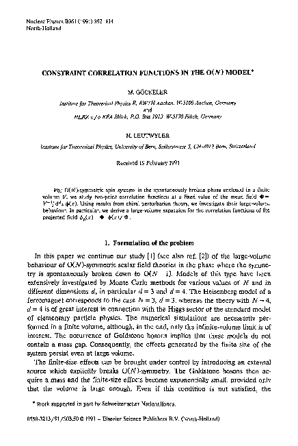 Pdf Constraint Correlation Functions In The On Model