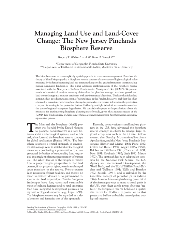 (PDF) Managing Land Use and Land-Cover Change: The New Jersey Pinelands ...