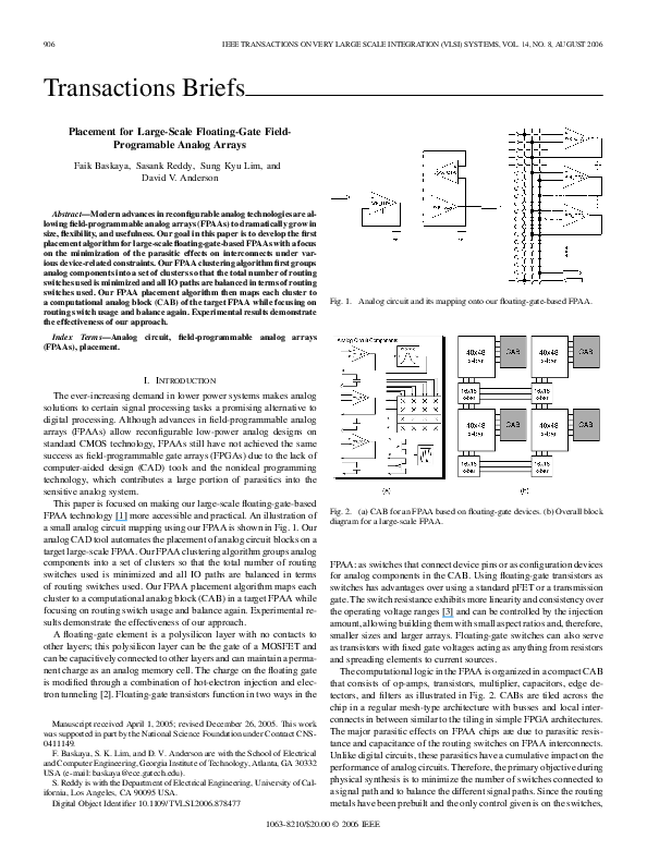 Pdf Placement Algorithm For Large Fpaas
