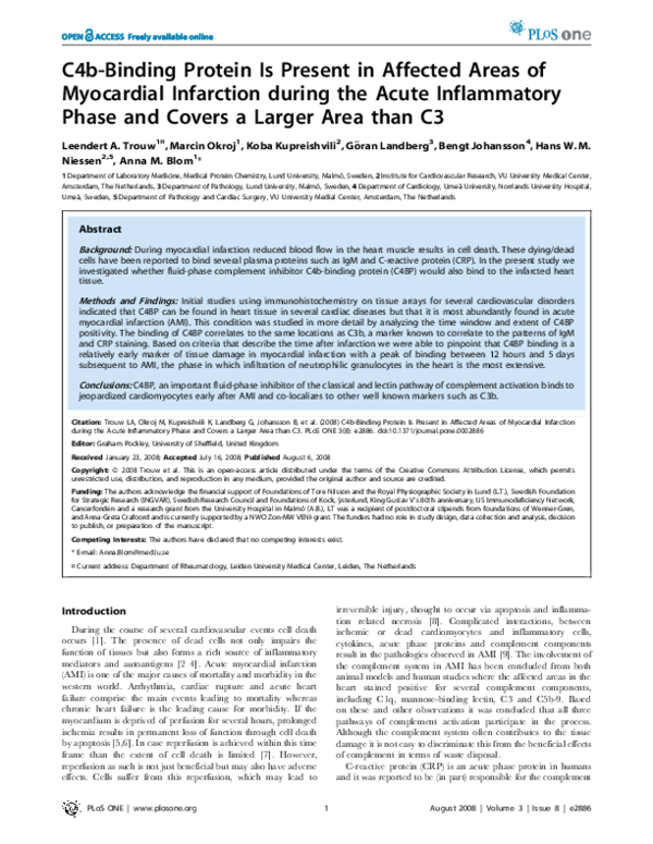(PDF) C4b-binding protein is present in affected areas of myocardial ...