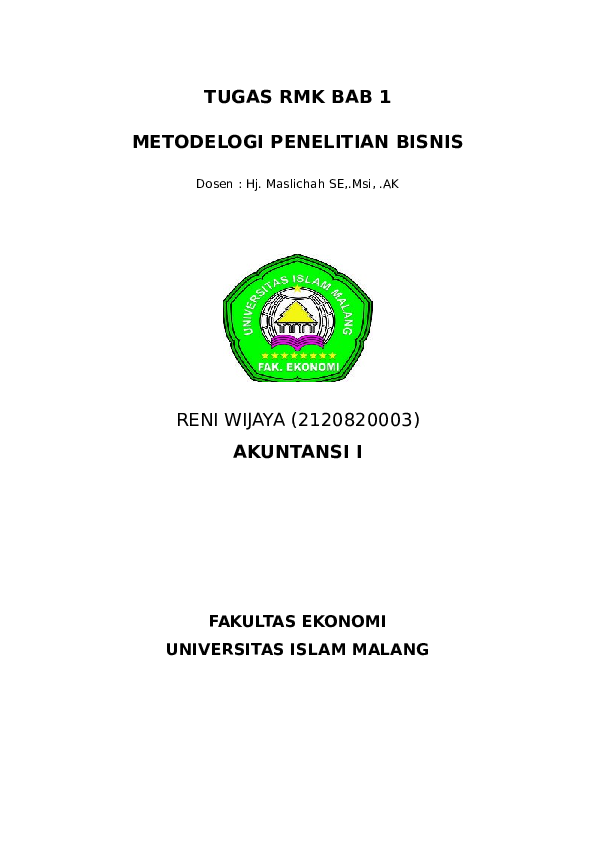 (DOC) TUGAS RMK BAB 1 METODELOGI PENELITIAN BISNIS