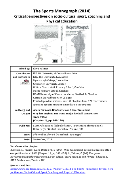 (PDF) Adam Burrows, Ben Massey and Sam Drakeford (2014) Why has England ...