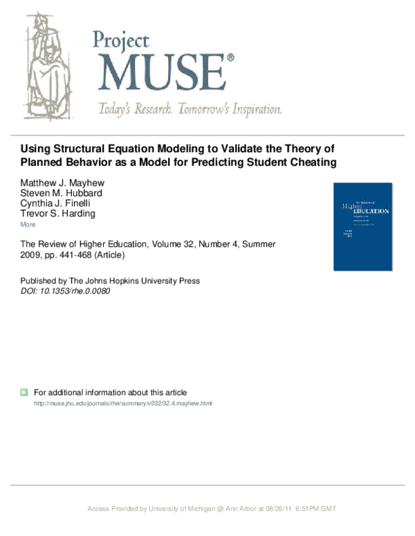 Pdf Using Structural Equation Modeling To Validate The Theory Of Planned Behavior As A Model