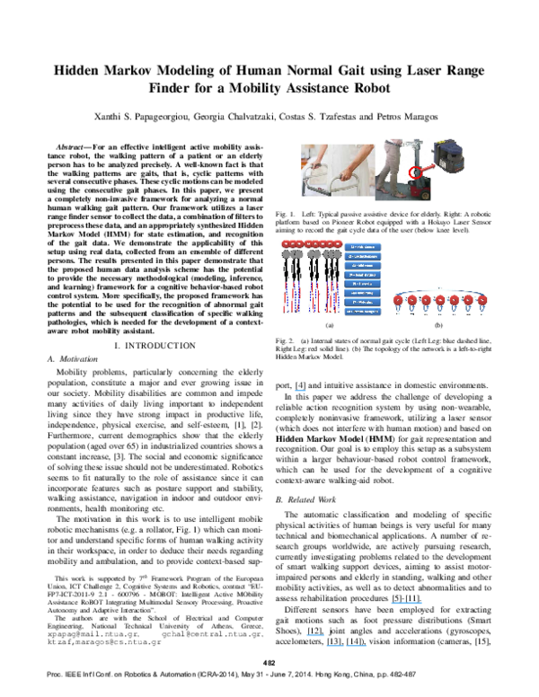 (PDF) Hidden Markov modeling of human normal gait using laser range finder for a mobility ...