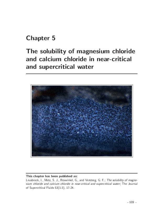 (PDF) The solubility of magnesium chloride and calcium chloride in near ...