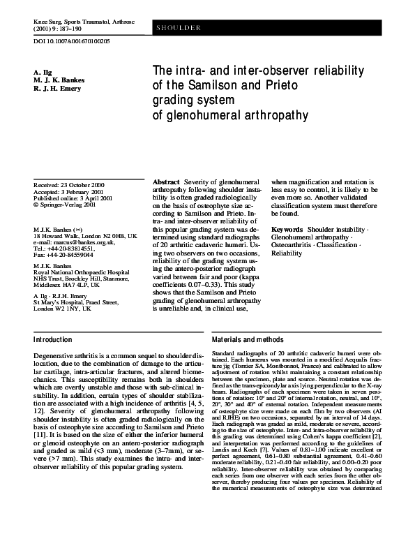 (PDF) The intra- and inter-observer reliability of the Samilson and ...