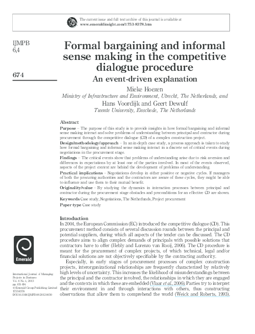 (PDF) Formal bargaining and informal sense making in the competitive ...