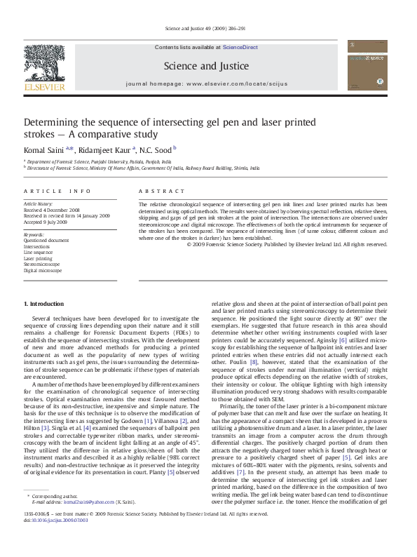 (PDF) Determining the sequence of intersecting gel pen and laser ...