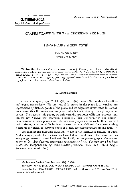 (PDF) Graphs drawn with few crossings per edge