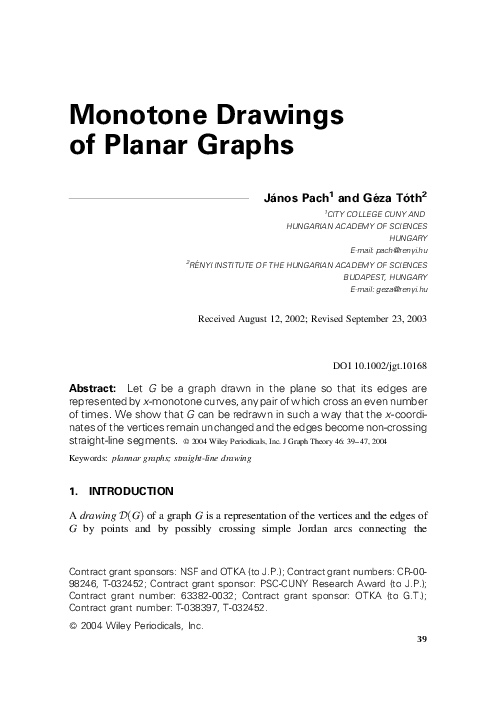 (PDF) Monotone drawings of planar graphs