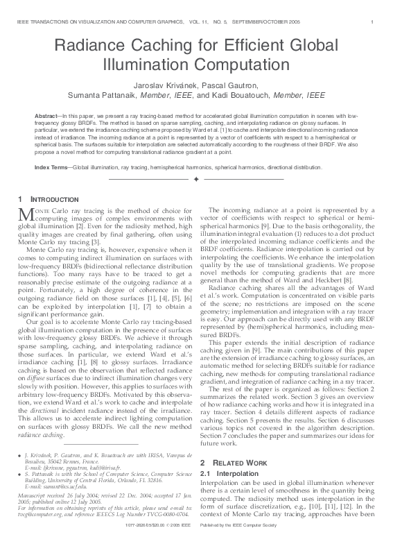 Pdf Radiance Caching For Efficient Global Illumination Computation