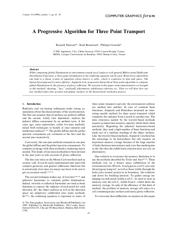 (PDF) A Progressive Algorithm for Three Point Transport
