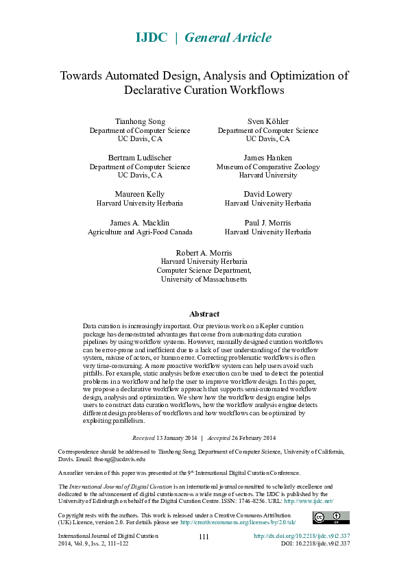 Towards Automated Design Analysis And Optimization Of Declarative Curation Workflows