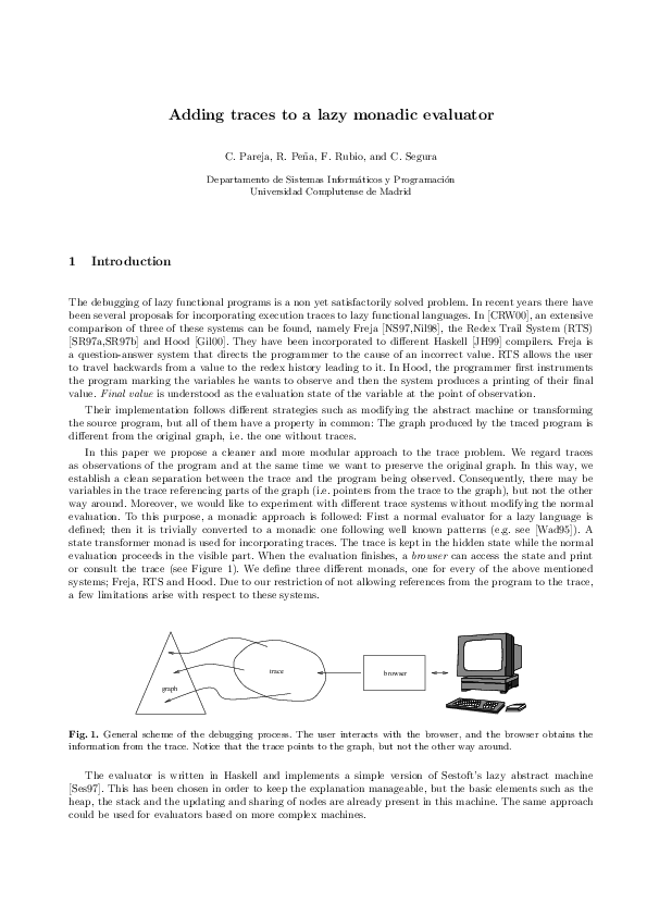 (PDF) Adding Traces to a Lazy Monadic Evaluator