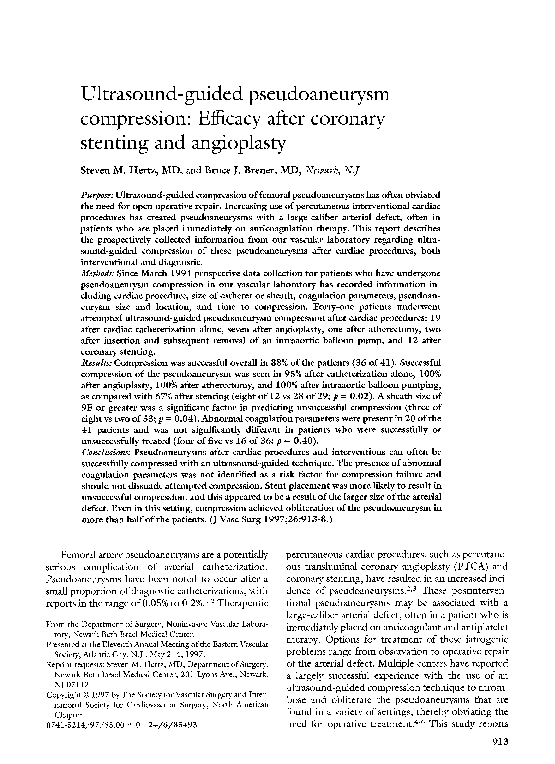 (PDF) Ultrasound-guided pseudoaneurysm compression: Efficacy after ...