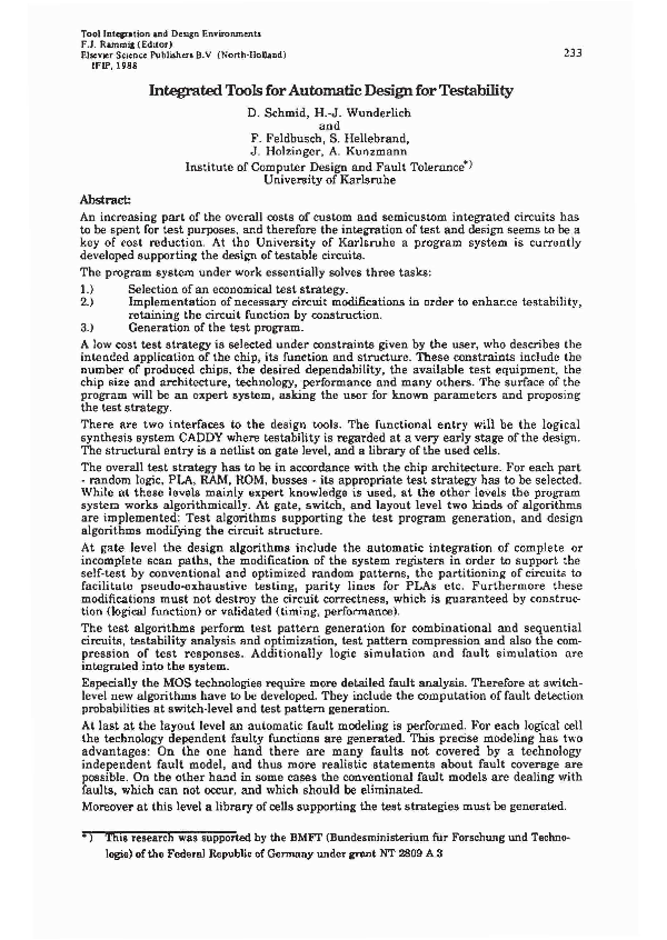 (PDF) Integrated tools for automatic design for testability