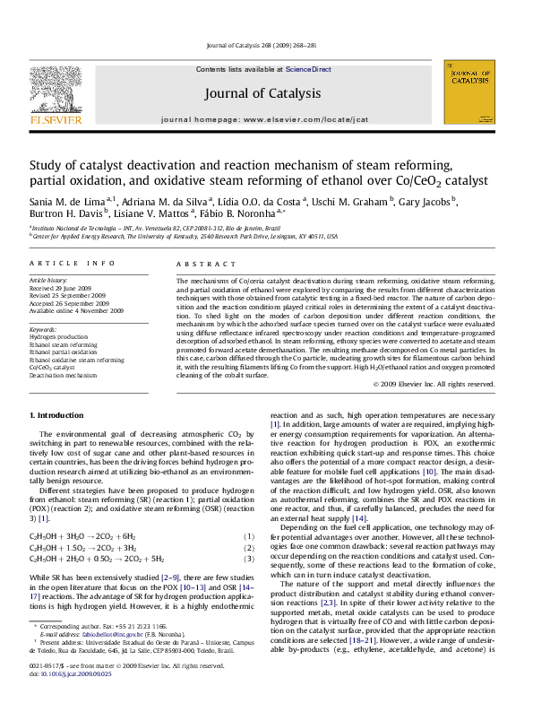 (PDF) Study of catalyst deactivation and reaction mechanism of steam ...