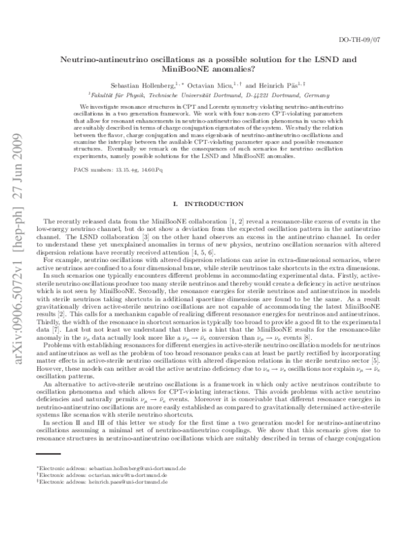 (PDF) Neutrino-antineutrino oscillations as a possible solution for the LSND and MiniBooNE ...