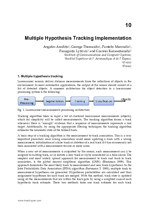 (PDF) Multiple Hypothesis Tracking Implementation