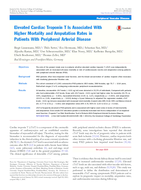 (PDF) Elevated Cardiac Troponin T Is Associated With Higher Mortality ...