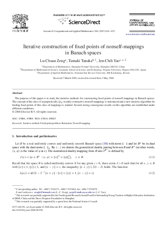 Pdf Iterative Construction Of Fixed Points Of Nonself Mappings In Banach Spaces Tamaki