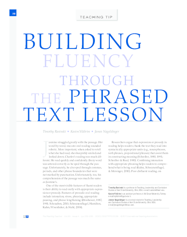 (PDF) Building Fluency Through the Phrased Text Lesson