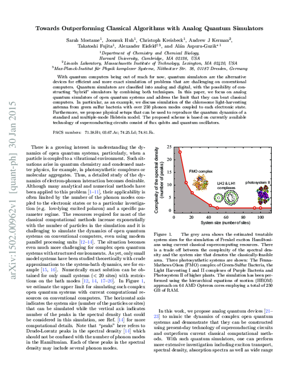 (PDF) Towards Outperforming Classical Algorithms with Analog Quantum Simulators