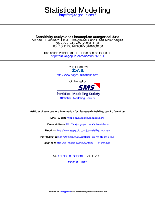 (PDF) Sensitivity analysis for incomplete categorical data