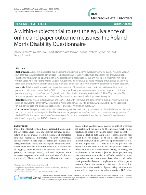 (PDF) A within-subjects trial to test the equivalence of online and ...
