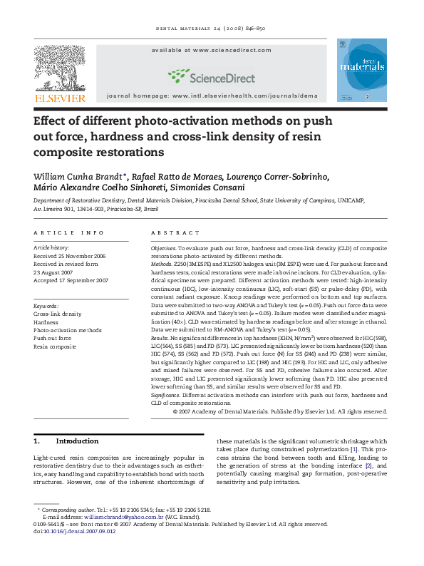(PDF) Effect of different photoactivation methods on the bond strength ...