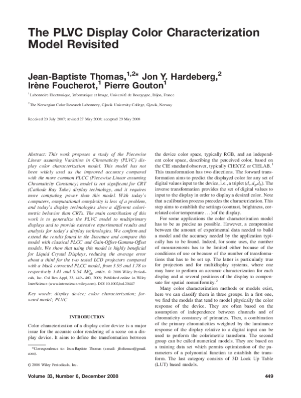 (PDF) The PLVC display color characterization model revisited