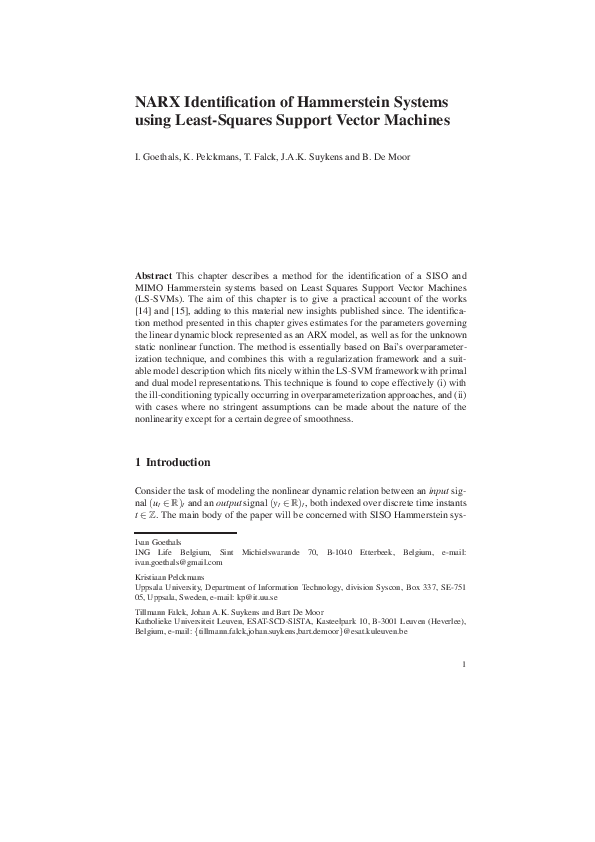 Pdf Narx Identification Of Hammerstein Systems Using Least Squares
