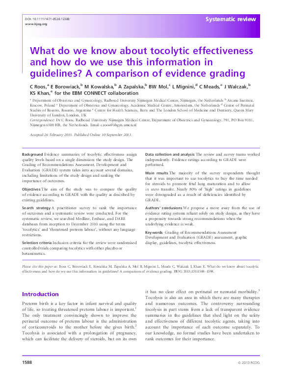(PDF) What do we know about tocolytic effectiveness and how do we use ...