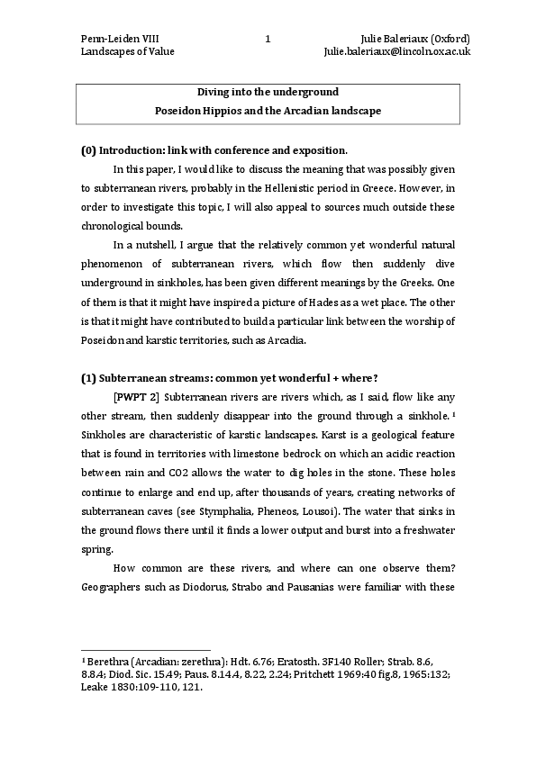 (PDF) Diving in the underground: Poseidon Hippios and the Arcadian ...