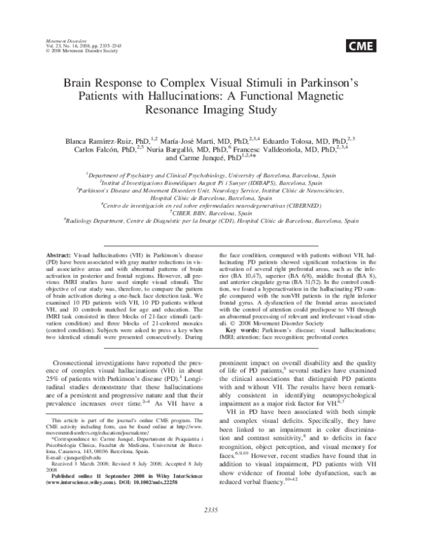 (PDF) 423 - Visual Hallucinations in Parkinson Disease and Dementia ...