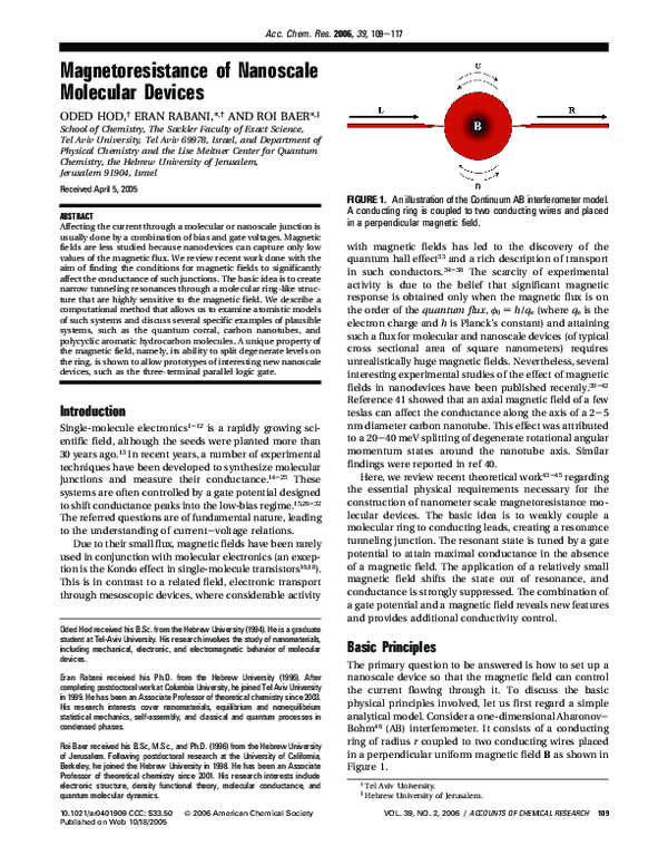 (PDF) Magnetoresistance of Nanoscale Molecular Devices