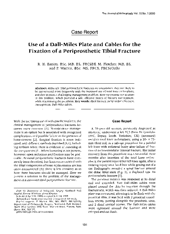 (PDF) Use of a Dall-Miles plate and cables for the fixation of a ...