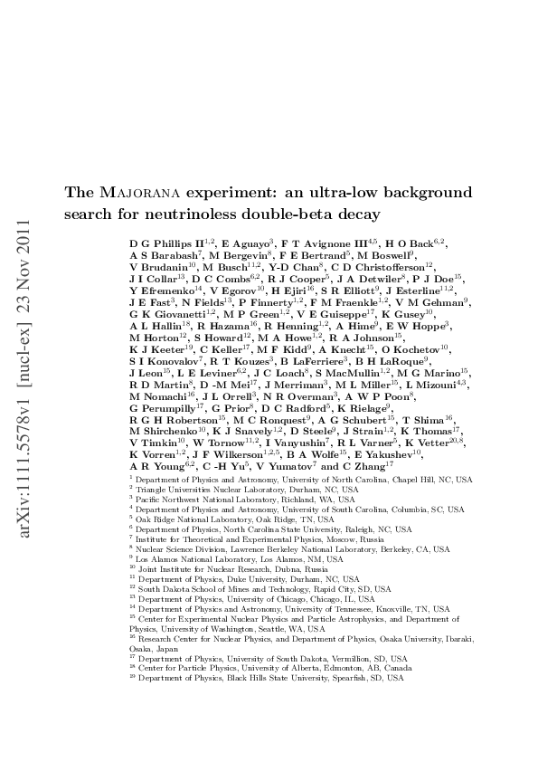 (PDF) The MAJORANA experiment: an ultra-low background search for ...