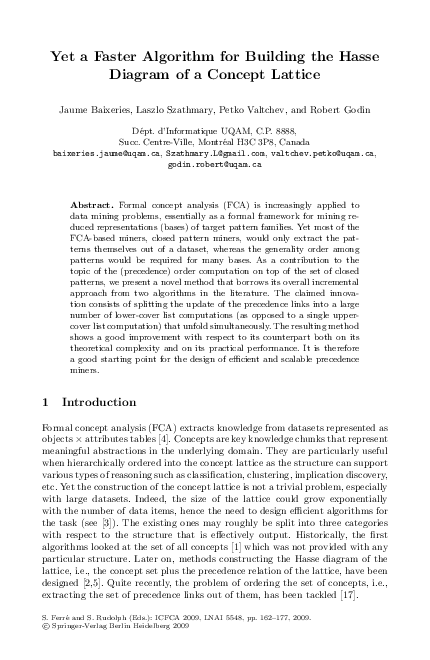 Pdf Yet A Faster Algorithm For Building The Hasse Diagram Of A Concept Lattice