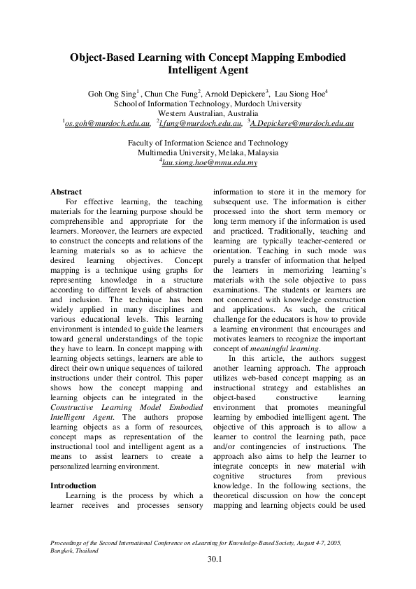 (PDF) Object-Based Learning with Concept Mapping Embodied Intelligent Agent