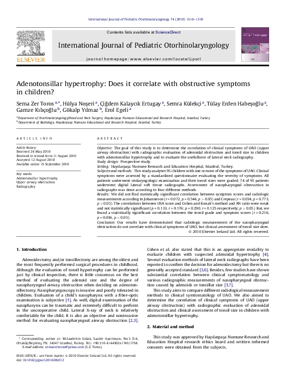 (PDF) Adenotonsillar hypertrophy: Does it correlate with obstructive ...