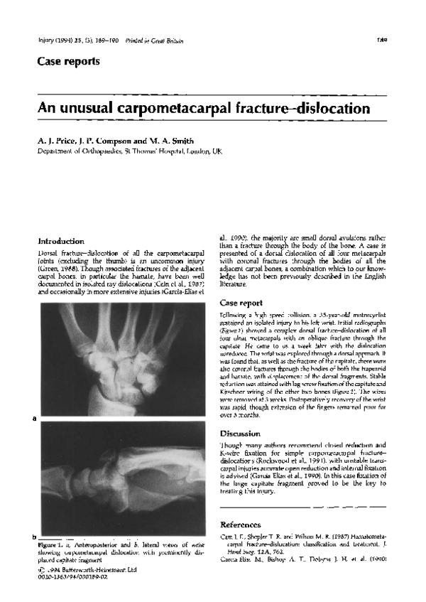 (PDF) An unusual carpometacarpal fracture—dislocation